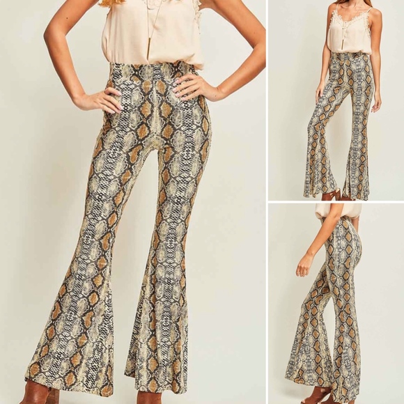 entro | Pants & Jumpsuits | New Arrivalreptile Print Flared Pants ...